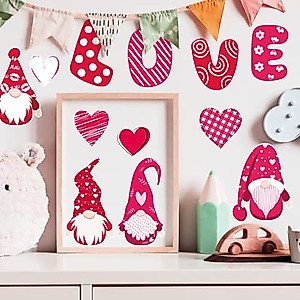 NBjiuyin 48 Pieces Valentine's Day Lovely Gnome Cutouts with Glue Point Dots Cartoon Assorted Lovely Accents Cutouts for Bulletin Board Classroom Decoration Mother's Day Party Supplies (Valentine)