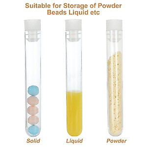 120Pcs Plastic Test Tubes with Lids and Rack, 16x100mm(10ml) Test Tubes with Cap and Holder Rack, Test Lab Tube for Scientific Experiments, Candy, Beads, Liquid Storage, Party Decor