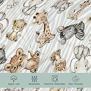 HawSkgFub African Safari Jungle Animals Changing Pad Cover Baby Girls Boys, Giraffe Elephant Leopard Lion Zebra Diaper Change Table Sheet, Soft Stretchy Safe Snug Fitted Changing Mat Fit 32"/34" x 16"
