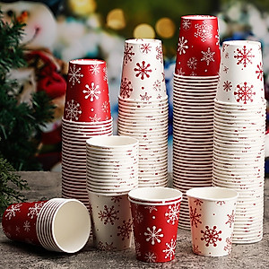 Jinei 200 Pcs 9 oz Christmas Paper Cups Christmas Disposable Coffee Cup Hot Chocolate Cocoa Cup For Xmas Christmas Party Supplies Tea Coffee Paper Cups for Party Holidays Hot Cold Drinks (Cute)