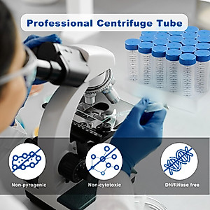 50ml Polypropylene Centrifuge Tubes, Racked Package Tubes, Flat Seal Conical Tubes, Sterilisation, RNase & DNase Free, 25 Tubes/Rack, 20 Racks/Case, Total of 500 Tubes