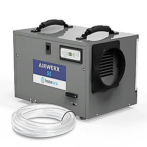 BaseAire 113 Pint Commercial Dehumidifier with Drain Hose for Crawl Spaces, Basements, Whole House, Compact, Portable, Auto Defrost, Memory Starting, 5 Years Warranty, Commercial Industrial Home Use