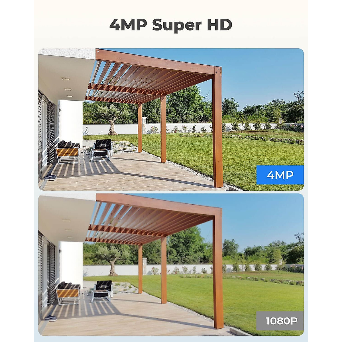 4MP WiFi OutdoorCam Bundle, White and Black, 2.4/5GHz WiFi, 100ft Night Vision, IP66 Waterproof, Smart Person/Vehicle Detection, Works with Google Assistant, RLC-410W