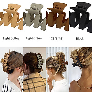 SuPoo Large Matte Claw Hair Clips for Thick Hair - 4.7" Jumbo Jaw Clamps With Strong Hold, Cute Big Hair Accessories for Women