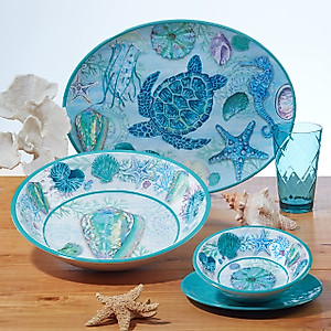 Certified International Serene Seas 12 Piece Melamine Dinnerware Set, Service For 4