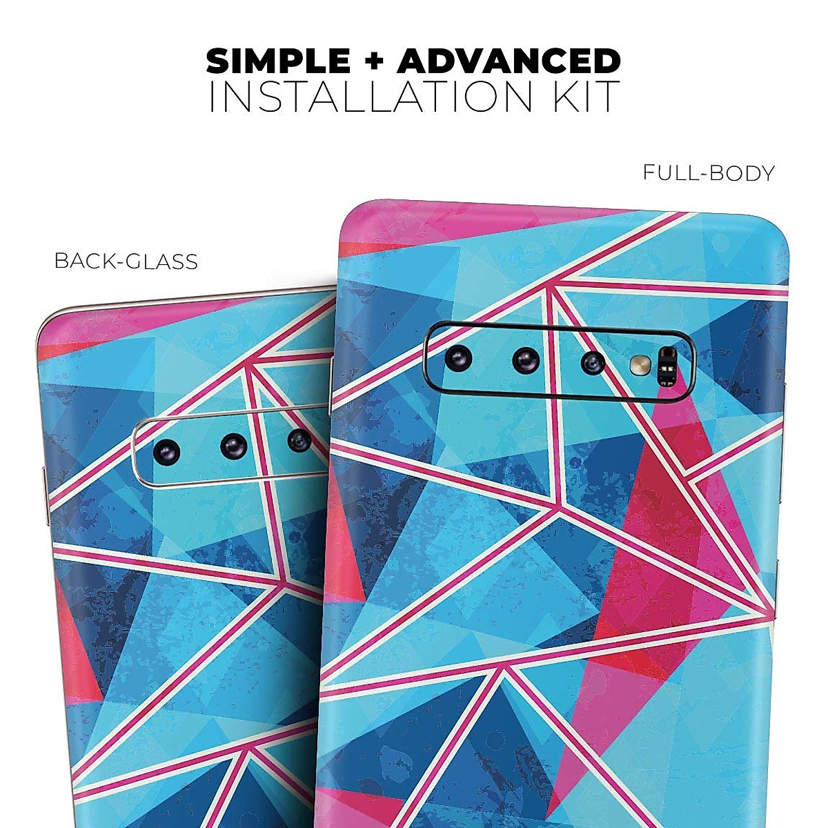 DesignSkinz Vivid Blue and Pink Sharp Shapes Protective Vinyl Decal Wrap Skin Cover Compatible with The Samsung Galaxy S20 (Screen Trim & Back Glass Skin)