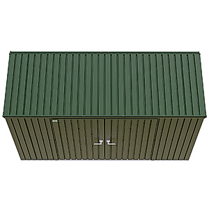 Scotts 10' x 4' Garden Storage Shed Outdoor Lockable Water-Resistant Steel Building with Tool Hanger and Pent Roof, Green