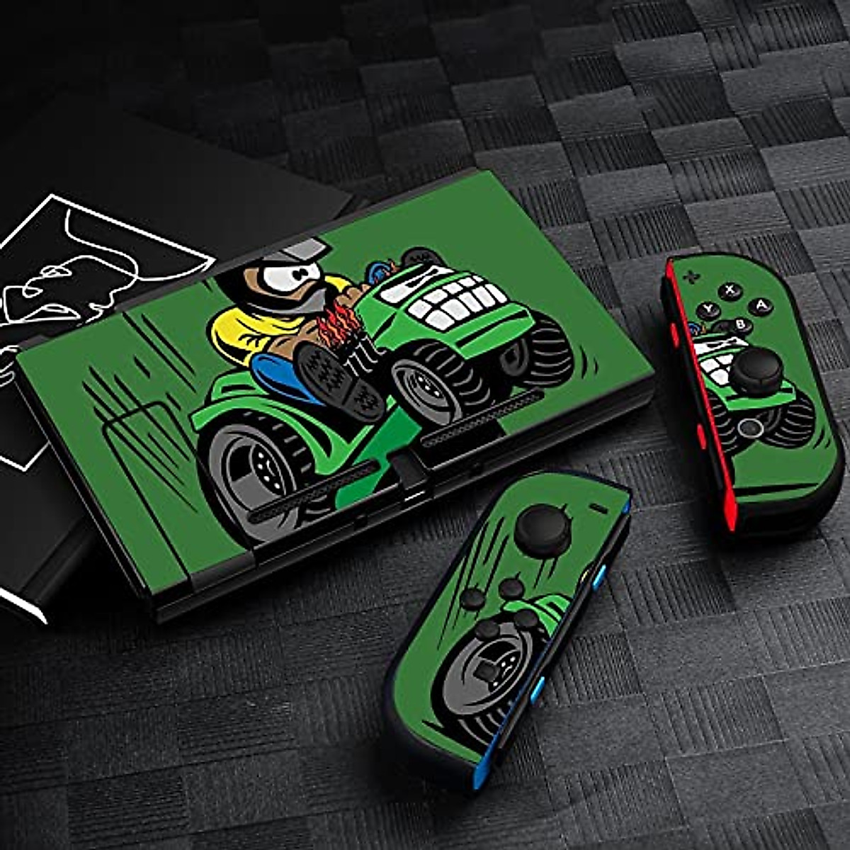 Cartoon Riding Lawnmower Tractor The skin of the switch controller-the whole body PVC sticker decal covers the skin of the switch controller-the delicate matte texture restores the feeling of bare met