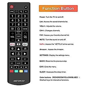 ZYK Universal Remote Control for LG Smart TV Remote Replacement for LG-TV-Remote Compatible with All LG LCD LED OLED UHD HDTV 3D Smart TVs AKB75095307 New Remote with Shortcut Buttons - Netflix,Amazon