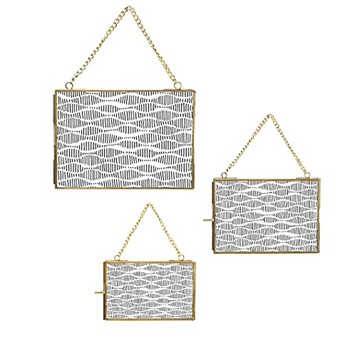 Main + Mesa Brass Framed Hanging Photo Frames, Set of 3