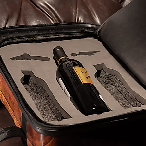 Vino Via - Six Bottle Wine Luggage, TSA Approved Anti-Theft Double Zipper Wine Suitcase for Air Travel, Lightweight Polycarbonate Hard Shell Luggage - Carries 6 Bottles
