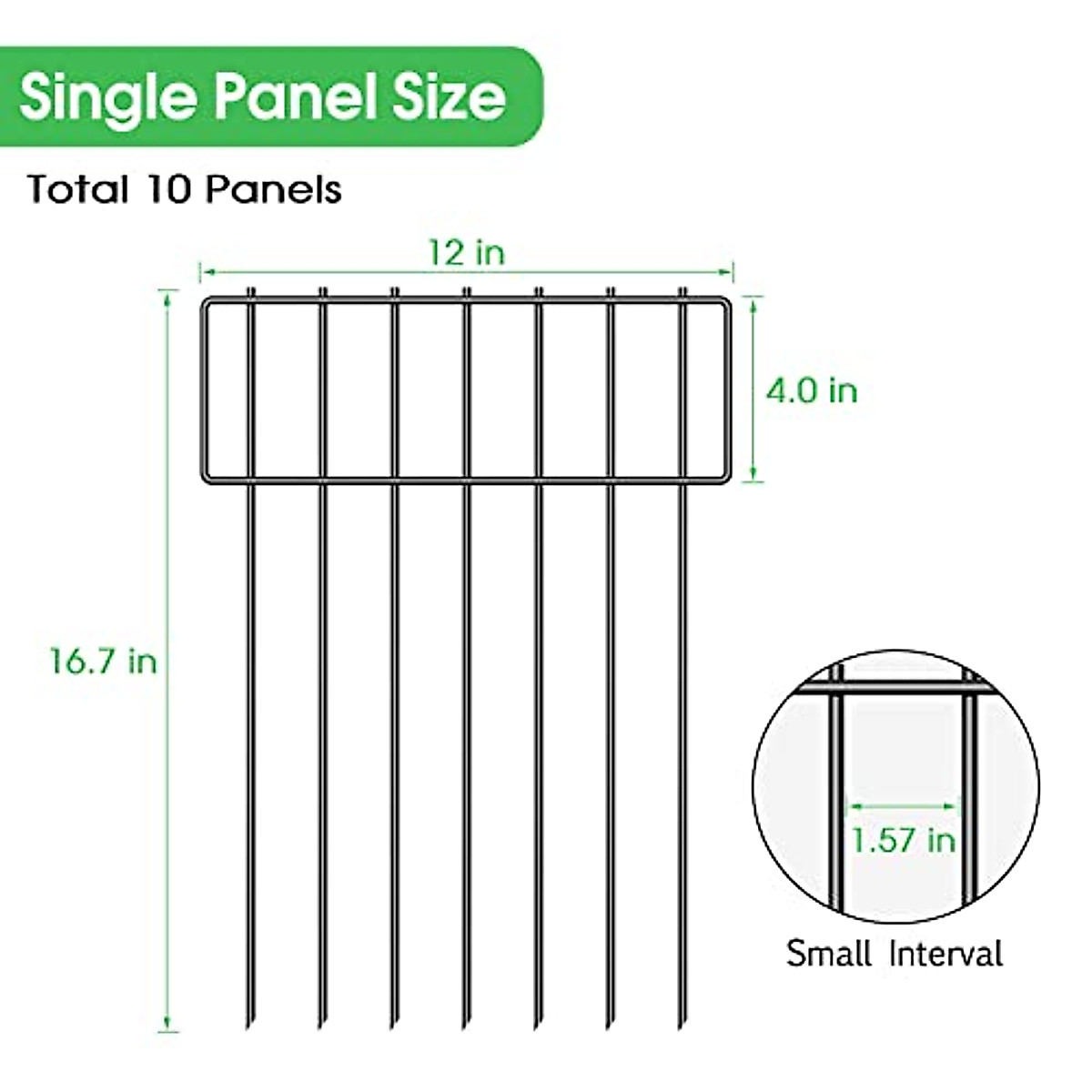 10 Pack Animal Barrier Fence, Total 16.7 Inch(H) X 10.8 Ft(L) Decorative Garden Fence, Rustproof Metal Barrier Bottom Fence, Dog Rabbits Ground Stakes Defence Border Fence for Garden, Yard, T Shaped.