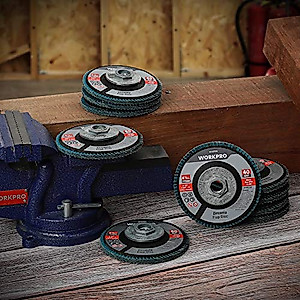 WORKPRO 5 Pack Zirconia Flap Disc, 60 Grit, Angle Grinder Sanding Disc, 4-1/2 inch Grinding Wheels, Flap Wheel Type#27 for Metal Grinding, Blending and Smooth Finishing