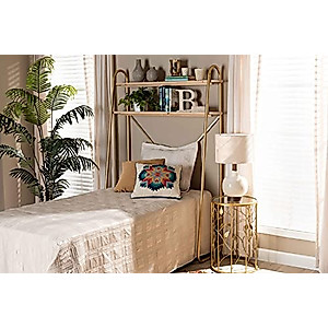 Baxton Studio Merida Gold Finished and Brown Finished 2-Tier Twin Size Shelf