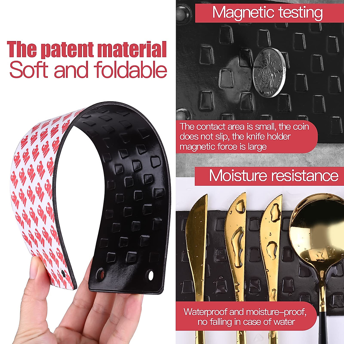 Diketone Magnetic Knife Holder for Wall 2 Pack Self-adhesive Knife Magnetic Strip for Blackstone Grills Kitchen Powerful Magnetic Pull Force Knife Rack for Weber Grills