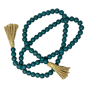 MMI Decor/Boho Wood Beads Garland with Tassels / 90” / Seasonal/Shelf décor/Coffee Table décor/Fall Decor/Farmhouse/Halloween/Drapery tie Back /