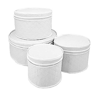 LAMINET 4 Piece Quilted Plate Storage Set - Holds Up to 48 Plates with Padded Inserts - WHITE