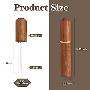 BUDO WDT Tools, Espresso Distribution Tool, Espresso Coffee Stirrer Tool, 6 Needles Natural Wood Handle and Stand (Walnut)