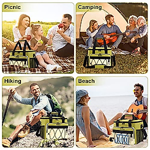 AUROPEAK Cooler Bag 46 Cans Insulated Soft Sided Cooler Collapsible Portable Lunch Cooler Leakproof Cooler Bag for Beach, Picnic, Work, Trip, Travel, Camping, BBQ