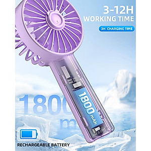 KIDEE Mini Portable Fan, Small Handheld Fan with 3 Speeds, Small Hand Fan USB Rechargeable, Personal Fan Battery Operate for Outdoor Indoor Commute Office Travel
