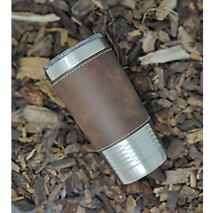 LaserGram 20oz Vacuum Insulated Tumbler Mug, King Crown, Personalized Engraving Included (Faux Leather, Dark Purple)