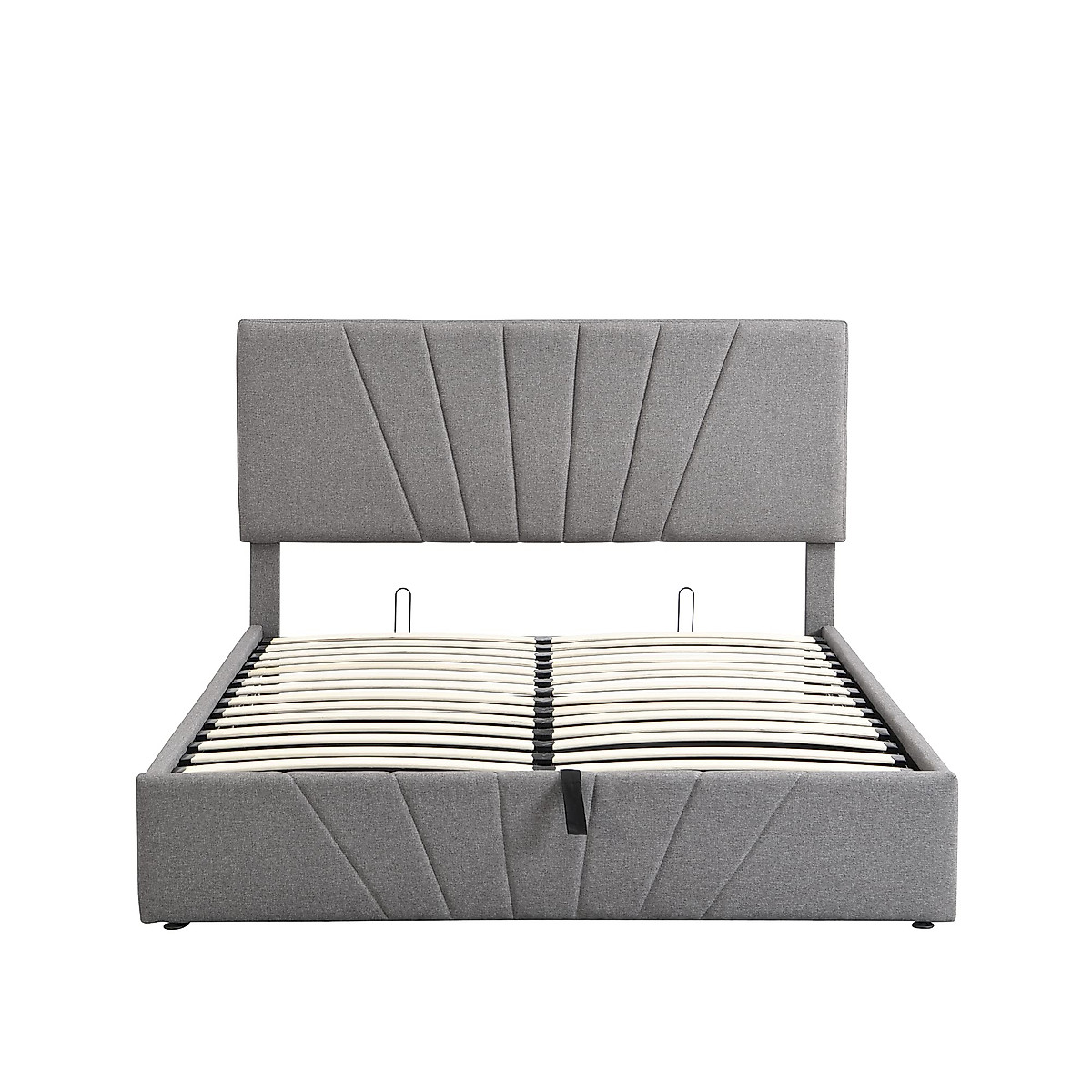 CITYLIGHT Upholstered Queen Platform Bed Frame with Storage, Queen Size Bed with Gas Lift Up Storage, Wooden Queen Storage Bed with Tufted Headboard and Hydraulic Storage System,Grey