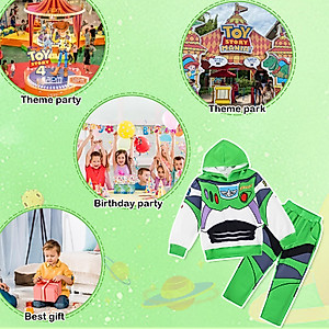 Eledobby Toddler Buzz Lightyear Costume Sweatshirt Halloween Outfits Hoodie+Pants Set Green Costumes for Boys Birthday Party Clothes 3-4T