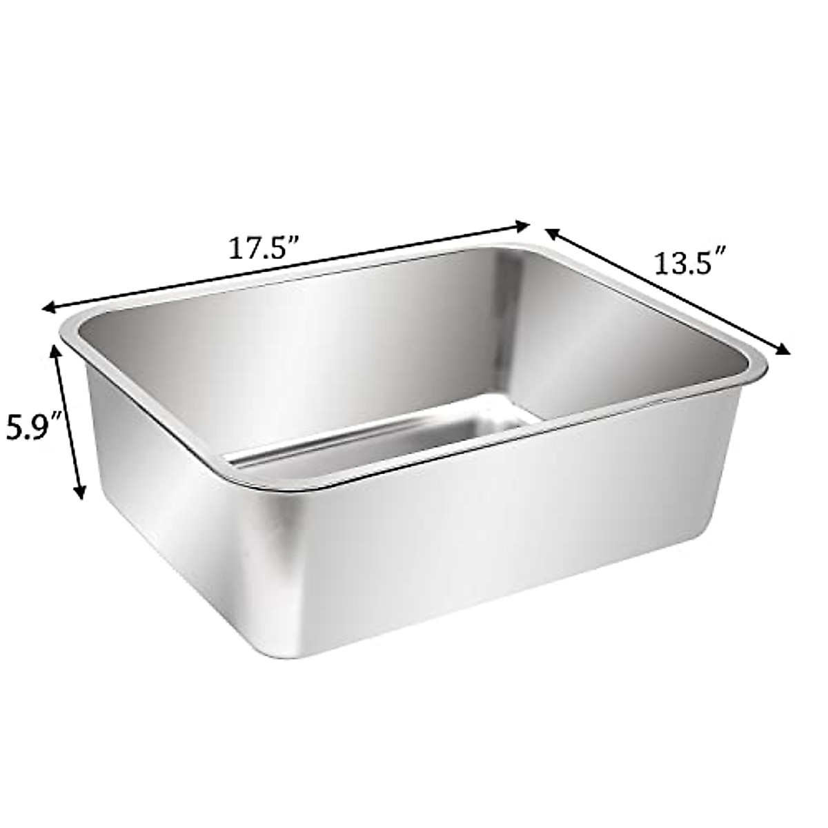 Kichwit Stainless Steel Litter Box for Cat, Non Stick Smooth Surface (17.5" L x 13.5" W x 6" H)