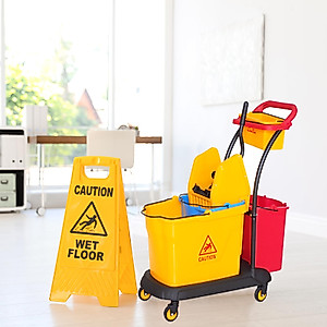 Sasylvia Yellow Mop Wringer Down Press Wringer Mop Bucket Wringer Only Mop Strainer Industrial Cleaning Accessories for Commercial Floor Mopping Buckets Household Restaurant Restroom Supplies