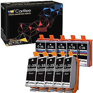 Cartlee 10 Compatible PGI-35 CLI-36 High Yield Ink Cartridges for PIXMA iP100, PIXMA iP110 (5 Black, 5 Color)