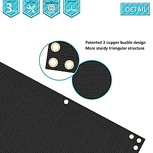 COARBOR 5'x44' Vinyl Coated Polyester (PVC) Mesh Privacy Fence Screen Fencing for Back Yard Deck Patio Garden Blocker Barrier 80% Blockage with Gommets on Edges 280GSM-Black