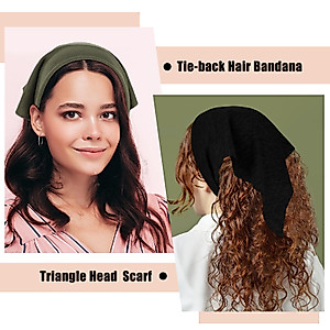 Gjinxi Elastic Scarf Headband 4Pcs Triangle Bandana 13 Inch Large Boho Head Scarves Non Slip Headpiece Summer Hair Kerchief Wraps Solid Color Stretch Hair Accessories Fit Teen Girls Travel Party