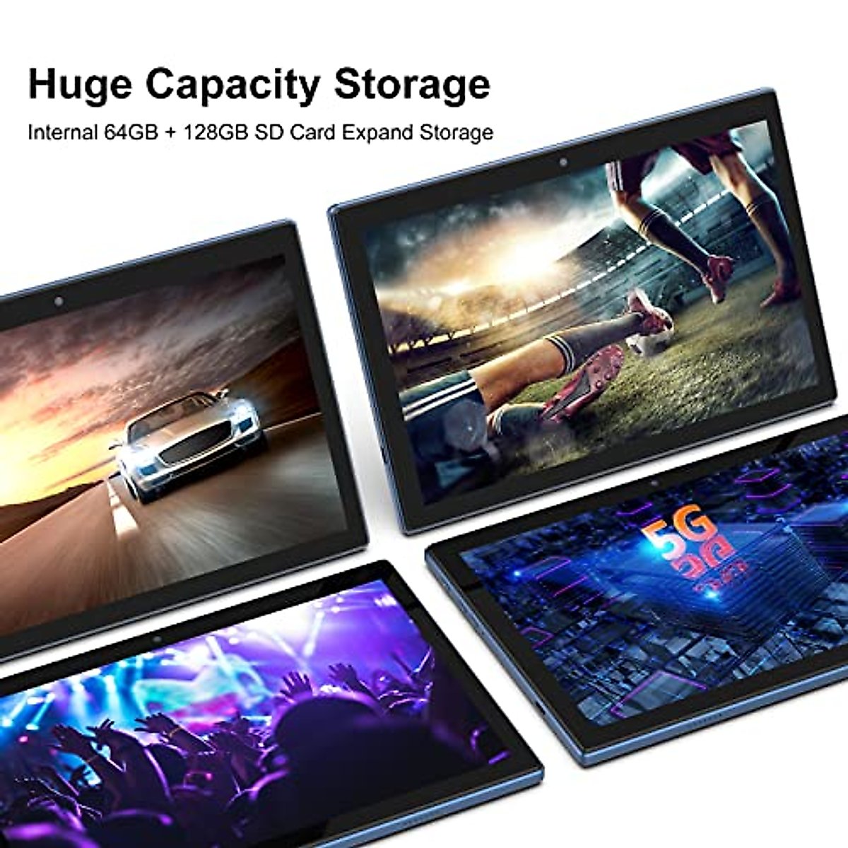 Tablets 10 Inch Android Tablet, 5G WiFi Tablet Octa-Core Processor, 4GB RAM 64GB ROM, Expandable to 128GB Storage, 13.0 MP Rear Camera, IPS HD Touchscreen Display, 6000mAh Battery, Bluetooth (Blue)