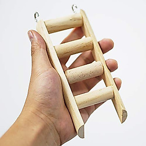 7 Angry Ants Natural Wood Birdcage Ladder Wooden Bird Cage Stepladder for Parrot Macaw Parakeet Cockatoo Cockatiel Lovebird