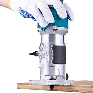 AKYPACH Wood Router Tool Electric Hand Trimmer Laminate Milling Engraving Hand Machine Joiner 110V 800W with 15pcs Trim Router Bits Slotting Carving 1/4" Collets Woodworking Tool