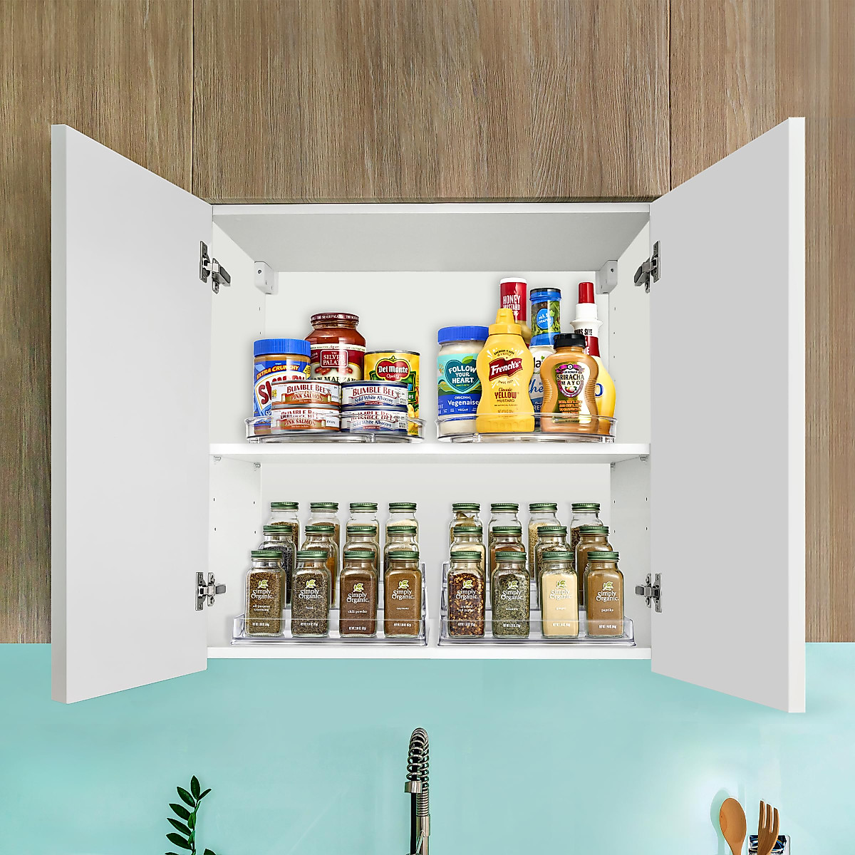 Sorbus Premium Spice Rack Organizer- Acrylic Seasoning Organizer for Cabinet- Durable Multipurpose Shelf Organizer- 3 Tier Storage for Room, Office, Countertop, Kitchen & Pantry Organization- 2 Pack