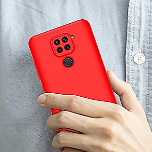 Asdsinfor Compatible with Xiaomi Redmi Note 9 Case 3 in 1 360 Degree Full Body Case Premium Slim Hard PC Plastic Anti-Scratch Bumper Compatible with Xiaomi Redmi 10X 4G 3 in 1 Red AD