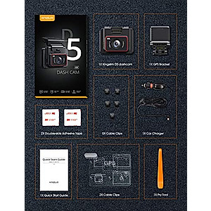 Kingslim D5-4K Dash Cam with WiFi - Front Dash Camera for Cars with GPS and Speed, Sony Night Vision, Support APP and 256GB Max