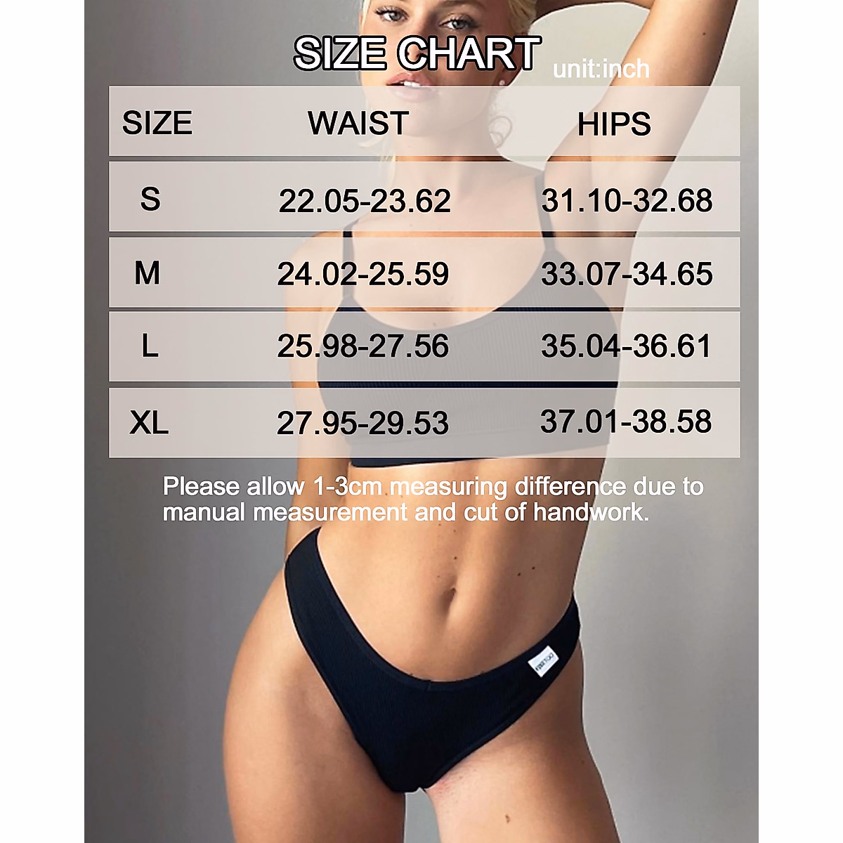 FINETOO 7 Pack Womens Thongs Underwear Cotton Breathable Low Rise Hipster Panties Sexy S-XL