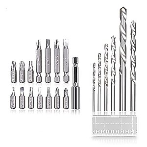 RIDA 21Pcs Steel Drill Bits High Speed Steel Jobber Length Twist Drill Bit Set 1/4" for Hardened Metal, Stainless Steel, Cast Iron, Plastic and Wood
