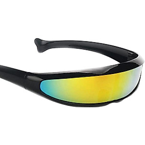 3 Pairs Futuristic Cyclops Cyberpunk Visor Sunglasses Mirrored Lens Narrow Sunglasses Personality Cosplay Costume Eyeglasses Photo Props Costume Eyewear Glasses Funny Party Mask Decoration, Rainbow