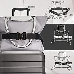 Travel Belt for Luggage,Luggage Straps,Stylish & Adjustable Add a Bag Luggage Strap for Carry On Bag,Airport Travel Accessories for Women & Men (Black)