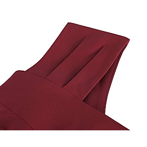 MUXXN Women's Lady Sleeveless V Neck Rucehd Pencil Bodycon Midi Solid Color Party Dress Merlot M