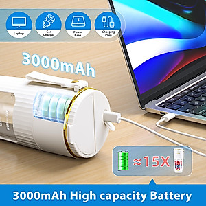 Sizabo Portable Blender,Travel Personal Size Blender for Shakes and Smoothies, Beach Blender Cup Rechargeable with 10 Blades, 3000mAh Mini Fruit Juice Mixer Sport Portable Blender Rechargeable White