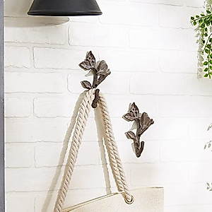 DII Cast Iron Collection Decorative Wall Hook Set, Bird with Leaves, 2 Count