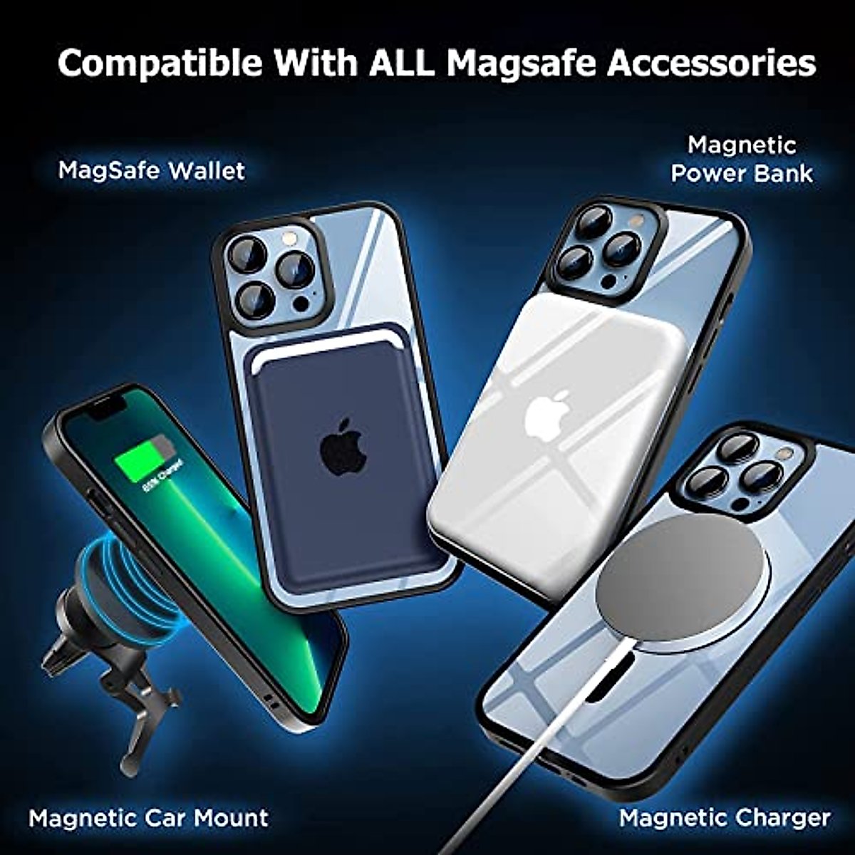HONGRVWI Magnetic Adapter Ring，Qi-Enabled Devices and Snap/Snap+ Wireless accessorie，Includes 2 Magnetic Rings and 2 Auxiliary Installation Tools，Works with iPhone, Android, Samsung Phones (Black)