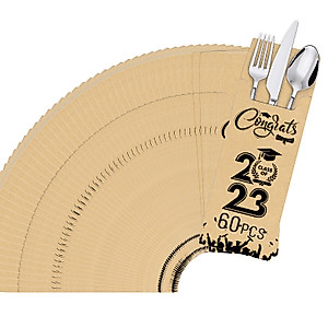 60 Pieces Graduation Silverware Bags Utensil Cutlery Holders Class of 2023 Graduation Party Supplies for College, Senior, High School Congrats Grad Centerpiece Table Decor (Kraft Paper)