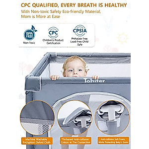 Baby Playpen, Baby Playard Small Space for Toddler with Gate, BPA-Free, Non-Toxic, Safe No Gaps Play Yards, Indoor & Outdoor Kids Activity Center with Anti-Collision Foam Protection - 36"x36"x26.5"