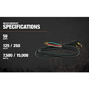 Coleman Cable 90468808 9046SW8808 6ft 6/2-8/2 SRDT Round Range Cord (Black), 6', 6 Ft