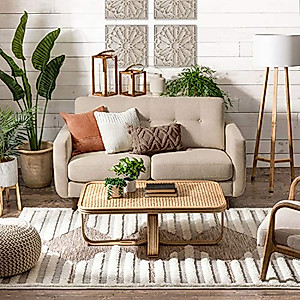 Well Woven Kady Beige Flat-Weave Hi-Low Pile Diamond Medallion Moroccan Tribal Area Rug 5x7 (5'3" x 7'3")